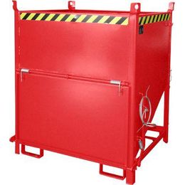 Bauer Silobeh&auml;lter SGK 100, Zugseil-Entleerung, L 1000 x B 1200 x H 1405 mm, 1 m&sup3;, bis 1500 kg, Stahl, Feuerrot