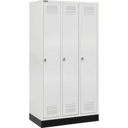 Sch&auml;fer Shop Sch&auml;fer Shop Genius Kleiderspind mit Sockel, 3 Abteile, Sicherheitsdrehriegelverschluss, lichtgrau/lichtgrau