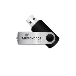 USB Stick MediaRange Serie MR, 16 GB, USB 2.0, Drehkappengeh&auml;use, B 11 x T 11 x H 56 mm, schwarz-silber