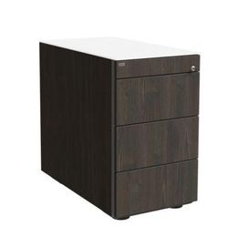 Standcontainer SOLUS PLAY, 1 Utensilienauszug, 3 Sch&uuml;be, Tiefe 800 mm, grifflos, Mooreiche