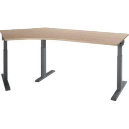 Sch&auml;fer Shop Sch&auml;fer Shop Select Winkelschreibtisch ERGO-T 2.0, 135&deg; Winkel, Ansatz links, T-Fu&szlig;, B 2165 x T 800 x H 675-895 mm, Eiche/anthrazit