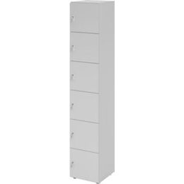 Schlie&szlig;fachschrank Topas Line, 6 Ordnerh&ouml;hen, 6 F&auml;cher, Zylinderschloss, B 400 x T 420 x H 2156 mm, grau/grau