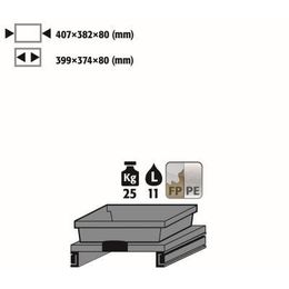 Tablarauszug f&uuml;r ASECOS Sicherheitsschr&auml;nke der K90 Serie, FP-Platte/Polypropylen, grau, B 407 x T 382 x H 80 mm, 11 l, bis 25 kg