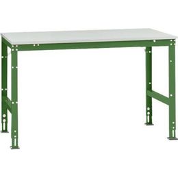 Manuflex Arbeitstisch UNIVERSAL Standard, 1500 x 1000 mm, Melamin lichtgrau, resedagr&uuml;n