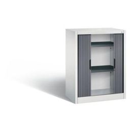 C + P Rollladenschrank Omnispace, 2 OH, abschlie&szlig;bar, B 800 x T 420 x H 1030 mm, Stahl/Kunststoff, lichtgrau/schwarzgrau