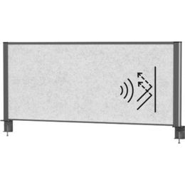 Maul Tisch-Trennwand Maulconnecto, Akustikvlies 4000 g/m&sup2;, Aluminiumprofil, B 1200 x H 500 mm, Akustik hellgrau, anthrazit