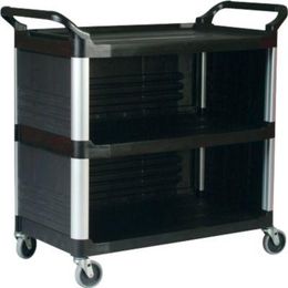 Rubbermaid Mehrzweckwagen X-TRA, mit 3 geschlossenen Seitenverkleidungen, bis 135 kg, schwarz