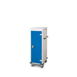 Laptopwagen mit Ladefunktion, 2-Punkt-Verriegelung, Feststellbremse, 10 F&auml;cher, B 530 x T 1250 x H 500, enzianblau