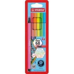Stabilo&reg; Fasermaler Pen 68 in 6er Etui, Neon