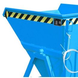 Sp&auml;ne-Kippmulde Bauer SKS 400, Stahl, blau, B 1220 x T 1050 x H 1115 mm, 400 l, bis 1000 kg, Rollen, Ablasshahn, Manuelle Kippvorrichtung