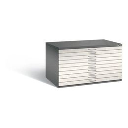 Planschrank aus Stahl, f&uuml;r Formate bis DIN A0, 10 Schubladen