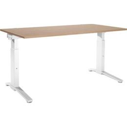 Sch&auml;fer Shop Sch&auml;fer Shop Genius Schreibtisch ERGOSTYLE S, manuell h&ouml;henverstellbar, Rechteck, C-Fu&szlig;, B 1600 x T 800 x H 675-895 mm, eiche/wei&szlig;