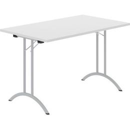 Sch&auml;fer Shop Sch&auml;fer Shop Select Klapptisch, Rechteck, Doppel-T-Fu&szlig;gestell, Spezial-Klappbeschlag & Bodenausgleich, B 1200 x T 700 x H 720 mm, lichtgrau/alusilber