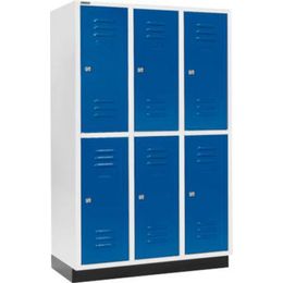 Sch&auml;fer Shop Sch&auml;fer Shop Select Kleiderspind, mit 3 x 2 Abteilen, 400 mm, mit Sockel, Zylinderschloss, T&uuml;r enzianblau
