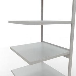 SCHULTE LAGERTECHNIK Fachbodenregal-Stecksystem MULTIplus 250, Anbauregal, L&auml;ngenriegel, 2500x750x800 mm, 6 B&ouml;den, lichtgrau