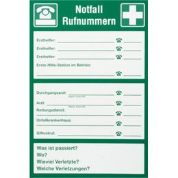 Schild "Notfall-Rufnummern"