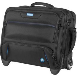 Laptoptrolley Stop Ocean Plastic BORNEO RPET, f&uuml;r 1 Notebook bis 17", Hauptfach & 3 Rei&szlig;verschlussf&auml;cher, Netztasche, Laufrollen, Recycling-PET, schwarz