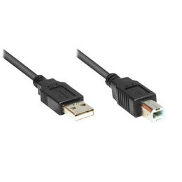 Anschlusskabel USB 2.0 Stecker A/B, 3 m, schwarz