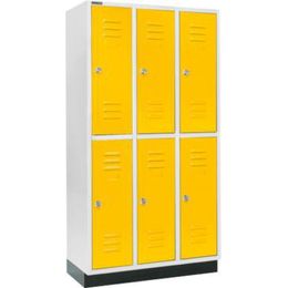 Sch&auml;fer Shop Sch&auml;fer Shop Select Kleiderspind, mit 3 x 2 Abteilen, 300 mm, mit Sockel, Zylinderschloss, T&uuml;r rapsgelb