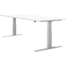 Sch&auml;fer Shop Sch&auml;fer Shop Select Schreibtisch LOGIN, elektrisch h&ouml;henverstellbar, Rechteck, T-Fu&szlig;, B 1800 x T 800 x H 645-1290 mm, wei&szlig;/wei&szlig;aluminium