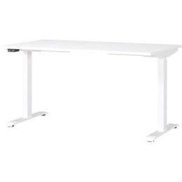 Schreibtisch Porto, elektrisch h&ouml;henverstellbar, T-Fu&szlig;, B 1400 x T 800 x H 720-1200 mm, wei&szlig;/wei&szlig; + Memory-USB-Panel