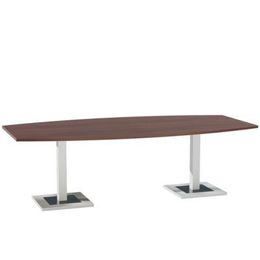 Konferenztisch, bis 8 Personen, Boot, Standfu&szlig;, B 2400 x T 1200 x H 720-820 mm, Ahornbrazil/silber