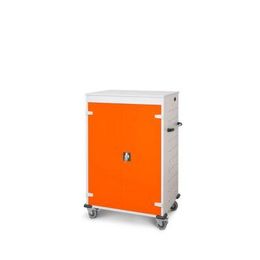 Laptopwagen mit Ladefunktion, 2-Punkt-Verriegelung, Feststellbremse, 20 F&auml;cher, B 920 x T 500 x H 1250, orange