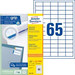 Avery Zweckform Universal-Etiketten 3666-200, ultragrip, 38 x 21,2 mm, 13000 + 1300 St&uuml;ck