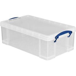 Transportbox Really Useful Box, Volumen 12 l, L 465 x B 250 x H 150 mm, stapelbar, mit Deckel & Klappgriffen, PP, transparent