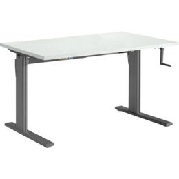 Schreibtisch Standard, rechteckig, manuell per Kurbel h&ouml;henverstellbar, C-Fu&szlig;, B 1200 x T 800 x H 728-1188 mm, lichtgrau/anthrazit