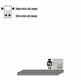 Fachboden Standard f&uuml;r ASECOS Sicherheitsschr&auml;nke der UB90 Serie, Stahlblech, lichtgrau, B 768 x T 422 x H 20 mm, bis 30 kg
