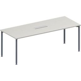 Sch&auml;fer Shop Sch&auml;fer Shop Genius Konferenztisch MODENA FLEX, 6-fach Anschluss, Rechteck, 4-Fu&szlig; Rundrohr, B 2000 x T 800 x H 720-840 mm, lichtgrau/wei&szlig;alu