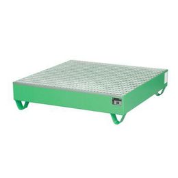 Bauer Stahl-Auffangwanne mit Gitterrost, 1200 x 1200 mm, gr&uuml;n RAL 6011