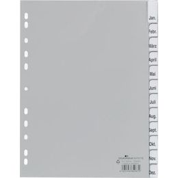 Durable PP-Register mit Wechseltaben, Kalender/Zahlen Jan.-Dez./1-12, grau