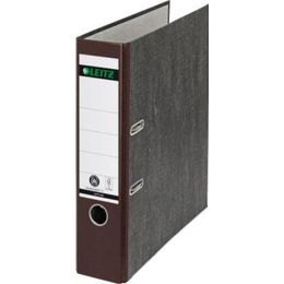 Ordner Leitz&reg; 1080, DIN A4, R&uuml;ckenbreite 80 mm, Griffloch, geklebtes R&uuml;ckenschild, Hartpappe, 1 St&uuml;ck, braun