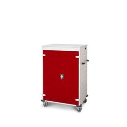 Laptopwagen mit Ladefunktion, 2-Punkt-Verriegelung, Feststellbremse, 20 F&auml;cher, B 920 x T 500 x H 1250, weinrot
