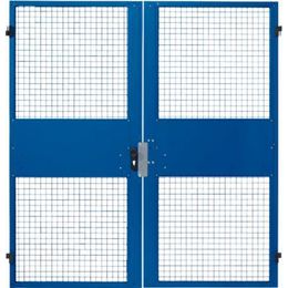 Sch&auml;fer Shop Zweifl&uuml;gelt&uuml;ren, f&uuml;r Gittertrennwandsystem, B 2000 x H 2070 mm, blau