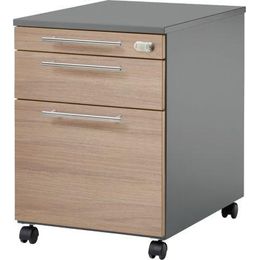 Sch&auml;fer Shop Sch&auml;fer Shop Select Rollcontainer Start Off 126, Utensilien-, H&auml;ngeregisterauszug, Schublade, abschlie&szlig;bar, B 432 x T 580 x H 595 mm, graphit/Eiche