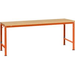 Manuflex Grundtisch UNIVERSAL Spezial, 2000 x 1000 mm, Multiplex natur, rotorange