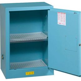 Justrite FM-Chemikalienschrank Compac Sure-Grip&reg; EX, f&uuml;r &Auml;tzmittel, bis 45 Liter, selbstschlie&szlig;ende T&uuml;ren, blau