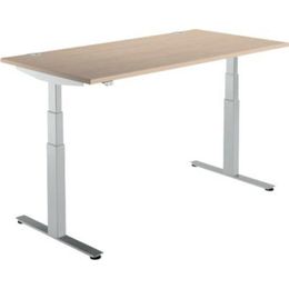 Sch&auml;fer Shop Sch&auml;fer Shop Select Schreibtisch DRIVE UP 2, elektrisch h&ouml;henverstellbar, Rechteck, T-Fu&szlig;, B 1600 x T 800 x H 630-1290 mm, Eiche/wei&szlig;alu