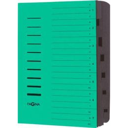PAGNA Ordnungsmappe, f&uuml;r DIN A4, 7 F&auml;cher, Pressspan, einzeln, gr&uuml;n