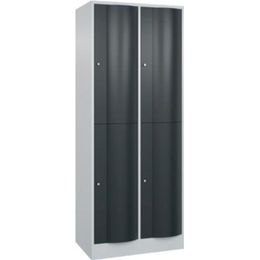 C+P Garderobenspind Resisto, 2 Abteile, 4 F&auml;cher, B 772 x T 540 x H 1950 mm, Lichtgrau/Anthrazitgrau