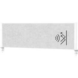 Maul Tisch-Trennwand Maulconnecto, Akustikvlies 4000 g/m&sup2;, Aluminiumprofil, B 1600 x H 500 mm, Akustik hellgrau, wei&szlig;