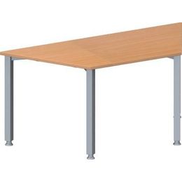 Schäfer Shop Schäfer Shop Genius Konferenztisch MODENA FLEX, Trapez, 4-Fuß Quadratrohr, B 1600 x T 800 x H 720-840 mm, Buche/weißaluminium RAL 9006