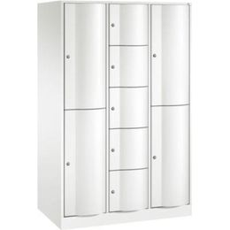 C+P Kombi-Schlie&szlig;fachschrank Resisto, 3 Abteile, 9 F&auml;cher, B 1148 x T 640 x H 1950 mm, Verkehrswei&szlig;