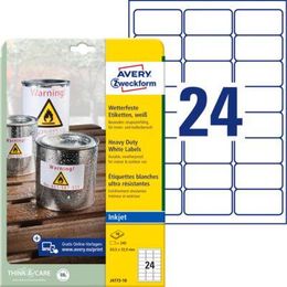 Avery Zweckform Avery&reg; Zweckform Etiketten J4773, wetterfest, permanenthaftend, druckergeeignet, rechteckig, Polyester, matt wei&szlig;, 240 St&uuml;ck auf 10 Blatt