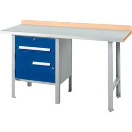Sch&auml;fer Shop Kombiwerkbank Sch&auml;fer Shop Select PWi 150-2, Buche Multiplexplatte, mit Stahlabdeckung, bis 750 kg, B 1500 x T 700 x H 840 mm, Enzianblau