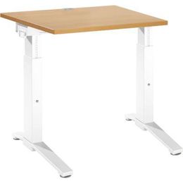 Sch&auml;fer Shop Sch&auml;fer Shop Genius Schreibtisch ERGOSTYLE S, manuell h&ouml;henverstellbar, Rechteck, C-Fu&szlig;, B 800 x T 800 x H 675-895 mm, Buche/wei&szlig;