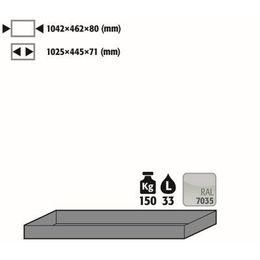 Wannenboden Standard f&uuml;r ASECOS Sicherheitsschr&auml;nke der Q30, Q90 und S90 Serie, Stahlblech, lichtgrau, B 1042 x T 462 x H 80 mm, 33 l, bis 150 kg